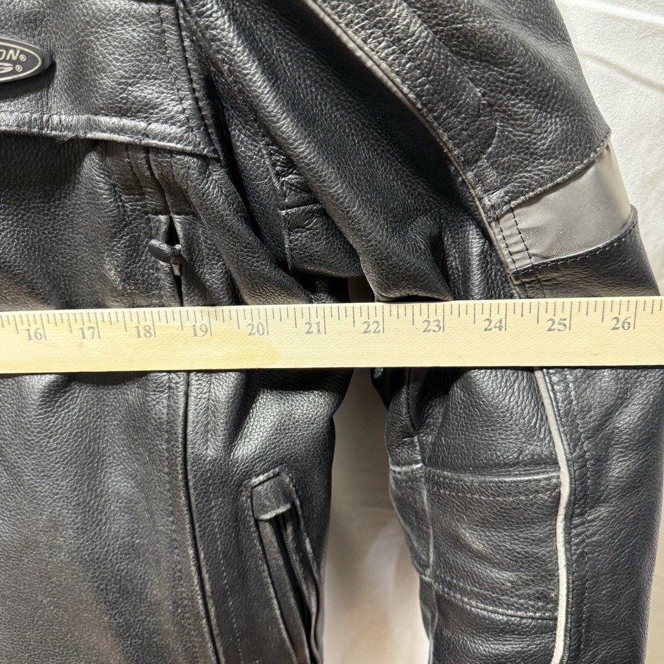 Harley Davidson Men's FXRG Black Leather Jacket Pockets Armor L 3in1 ...