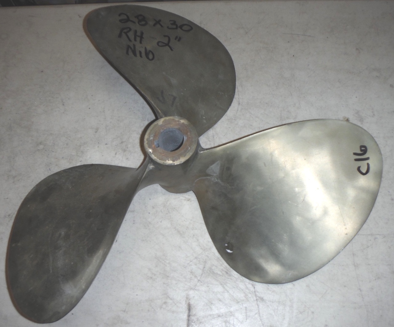 28 X 30 NIBRAL BRONZE 3 Blade RH Propeller 2” Bore Prop Inboard Wheel ...
