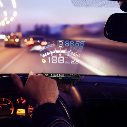 Car HUD Head Up Display MPH/KM/h Speed Limit Warning OBD2 Speedometer ...