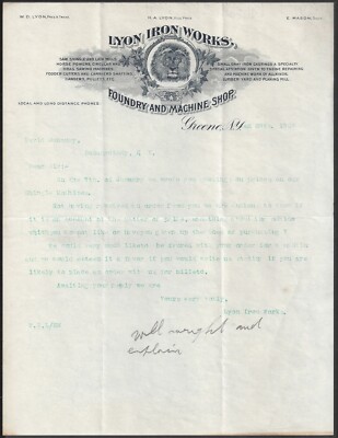 GREENE, NY ~ LYON IRON WORKS, Foundry & Machine Shop ~ ILLUS ...