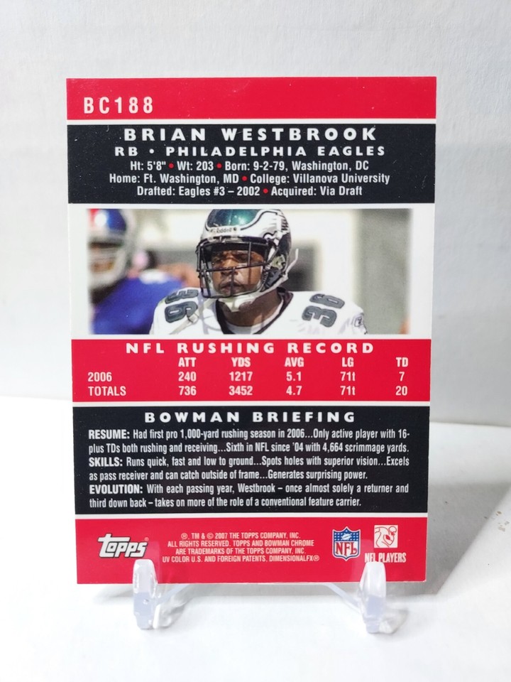 2007 Bowman Chrome Football #BC188 Brian Westbrook Philadelphia Eagles ...