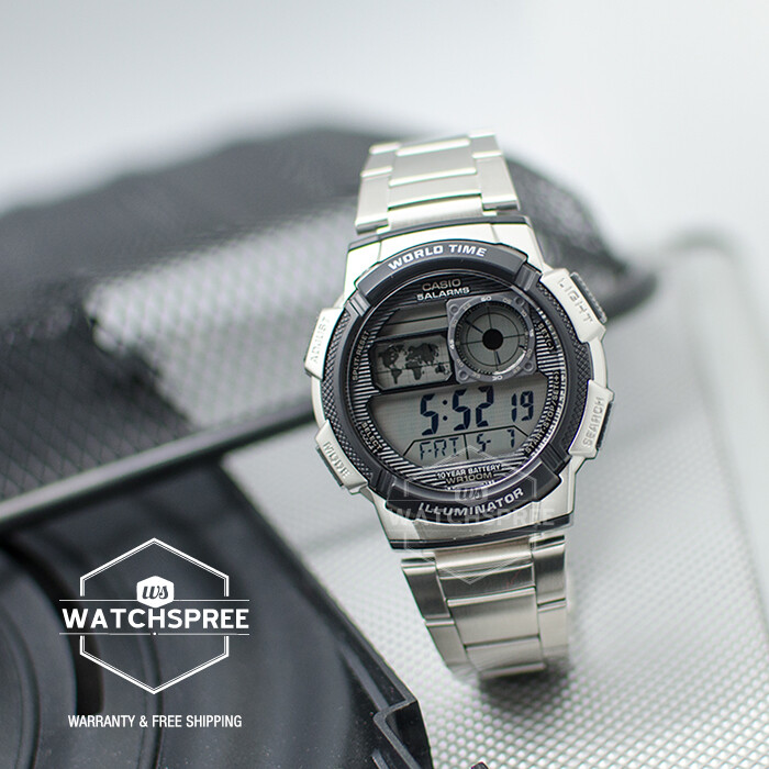 Casio Standard Sport Digital Silver Stainless Steel Watch AE1000WD-1A ...