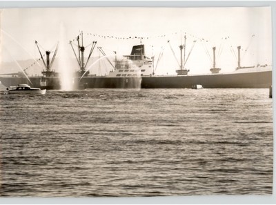 FIREBOATS Water Salute SS President Jackson SAN FRANCISCO 1955 Press ...