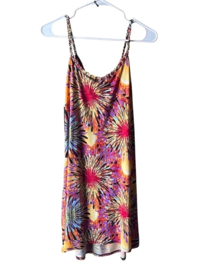 Sam And Jess Retro 70’s Dress Small Chain Link Sleeveless Multi-Color ...