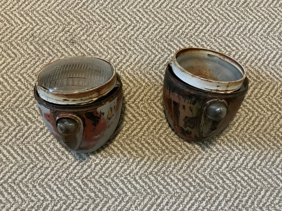 1940 ERA VINTAGE SEALED BEAM HEADLIGHT BUCKETS WITH MARKER ON TOP HOT ...