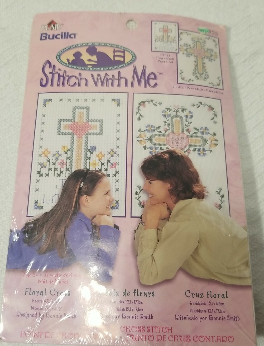 Plaid Bucilla Stitch With Me "Floral Cross" Cross Stitch Kit 14 count ...