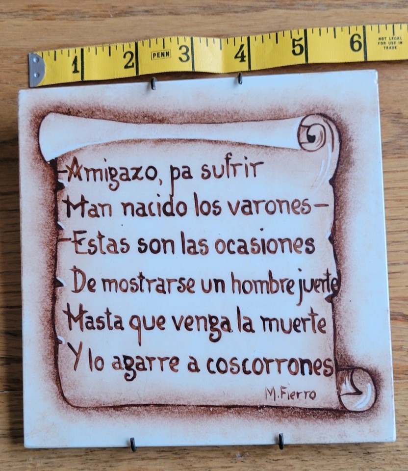Vintage Martin Fierro Decorative Tiles with Poem Quotes | eBay