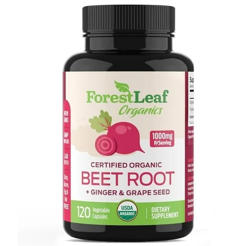 Forest Leaf Organics Beet Root with Ginger & Grape Seed 1000mg 120 ...