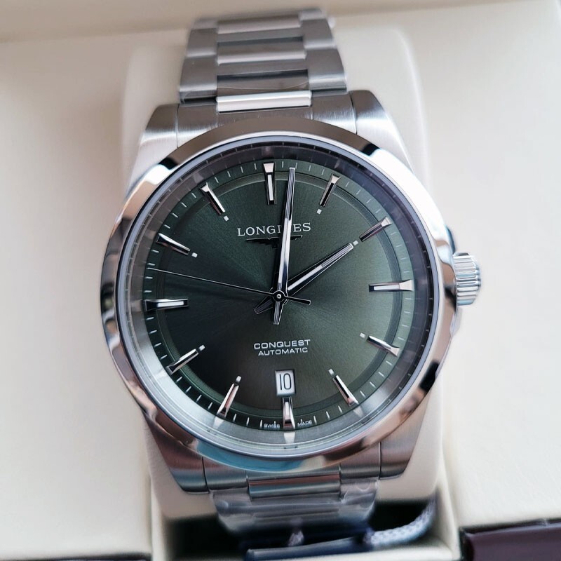 New Longines Conquest 41mm Green Dial Automatic Steel Men's Watch ...