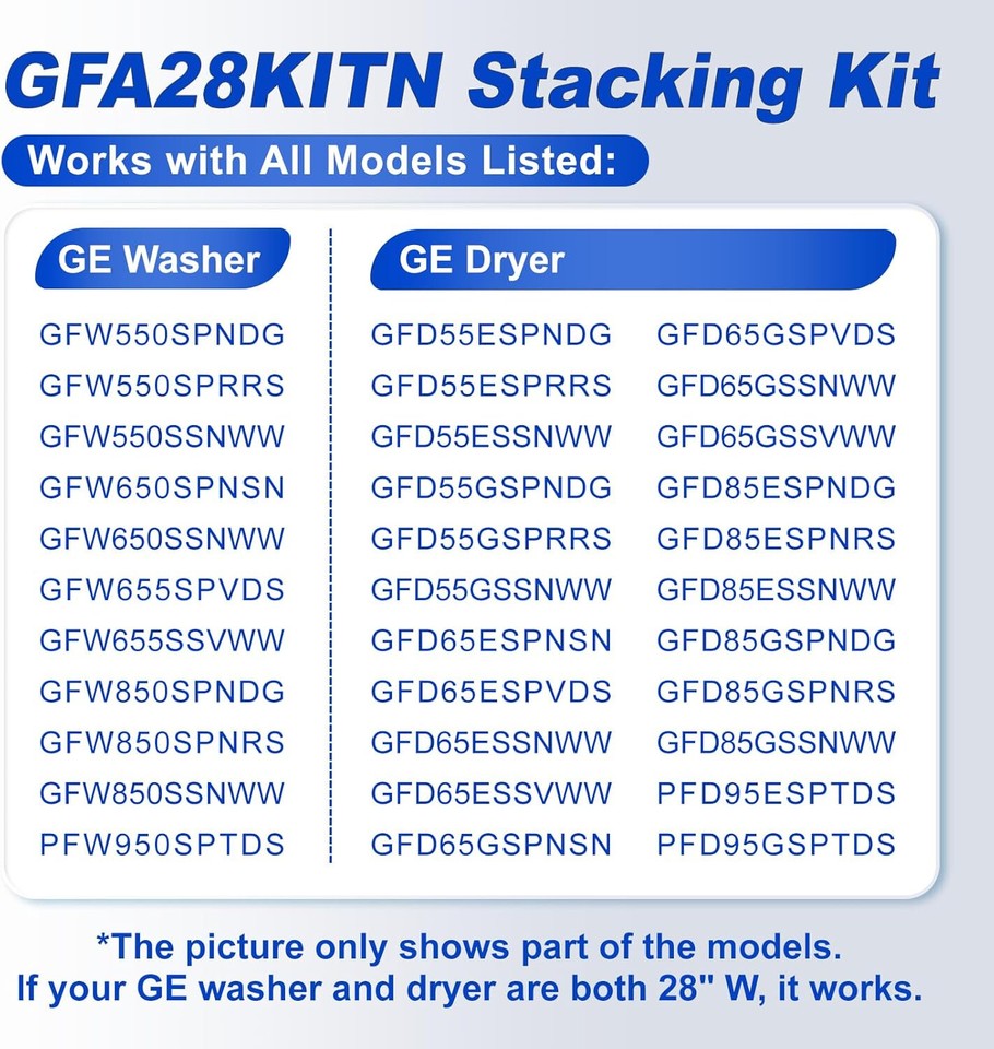 Stacking Kit for GE 28"W Washer Dryer Stack Bracket Kit GFA28KITN | eBay