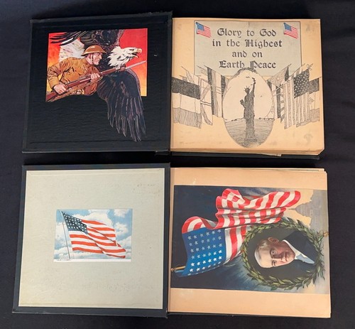 (2) INCREDIBLE ANTIQUE WW1 1917-1918 SCRAPBOOK ALBUM PAIR EPHEMERA ...