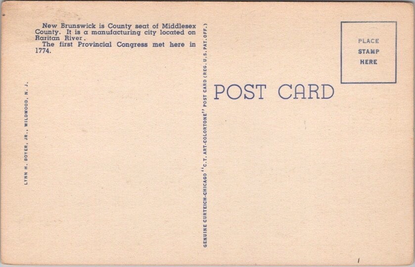 NEW BRUNSWICK, New Jersey Postcard "City Hall & Post Office" Curteich ...