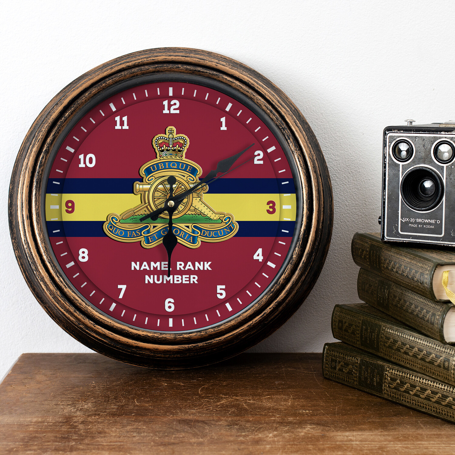 Personalised Military Clock Royal Artillery Stripe Round Hanging Wall ...
