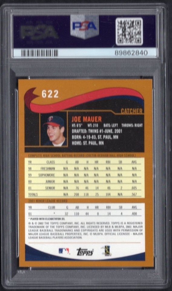 2002 Topps #622 Joe Mauer RC Rookie Card PSA 9 | eBay