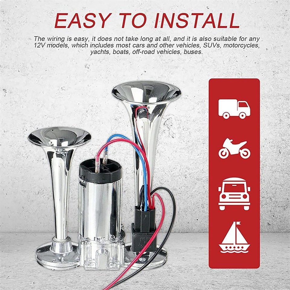 Air Train Horn Kit for Truck Car Super Loud 1000DB 12V Electric Trains ...