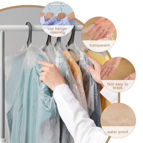 20 Pack Plastic Clear Clothes Covers Dustproof Garment Bags for Closet ...
