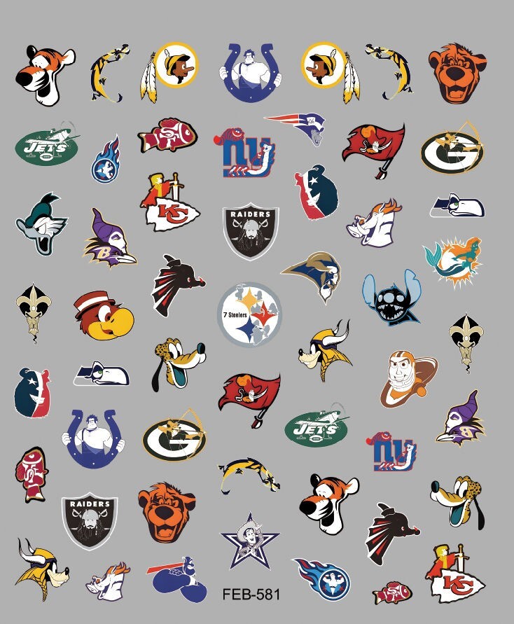 NFL Team Disney Version 5D Jelly Embossed Nail Art Stickers Transfer ...