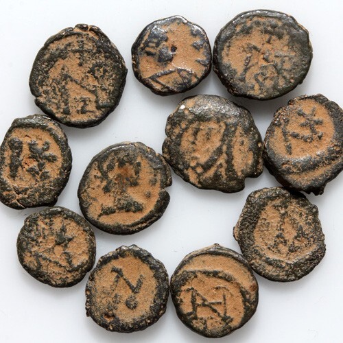 Lot of 11 late Roman bronze coins, monograms, circa 450-550 AD | eBay