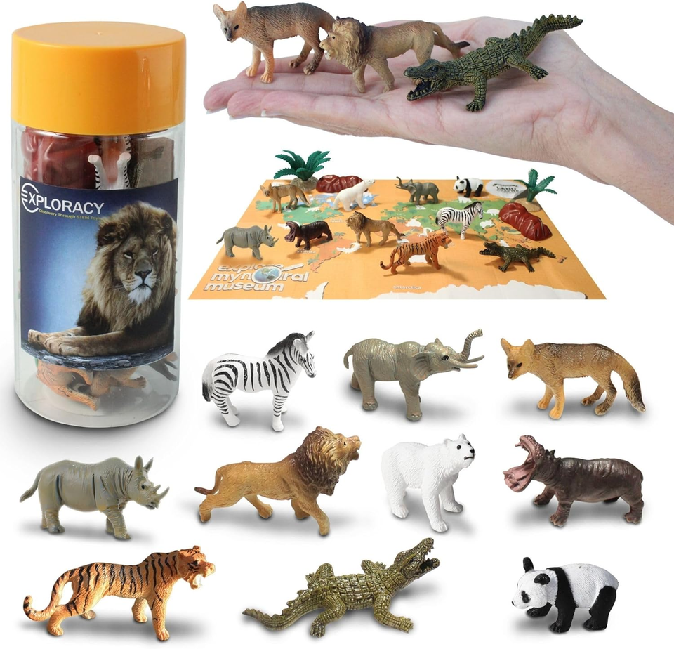 10Pcs Mini Wild Animals Toys for Kids - Realistic Safari Figurines ...