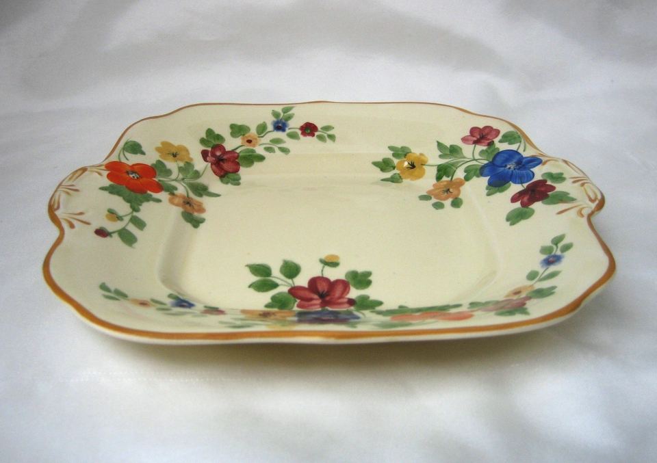 Adams MAYTIME Royal Ivory Titian Ware Handled Square Serving Plate 9.75 ...