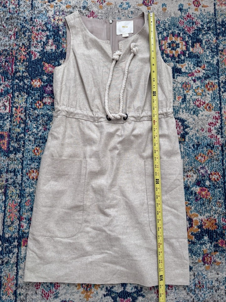 Anthropologie Maeve Linen Flaxen Rope Sleeveless Shimmer Dress Womens ...