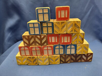24 Wooden building shape designed vintage blocks 1960s unique | eBay