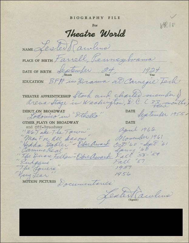 LESTER RAWLINS - AUTOGRAPH RESUME SIGNED | eBay