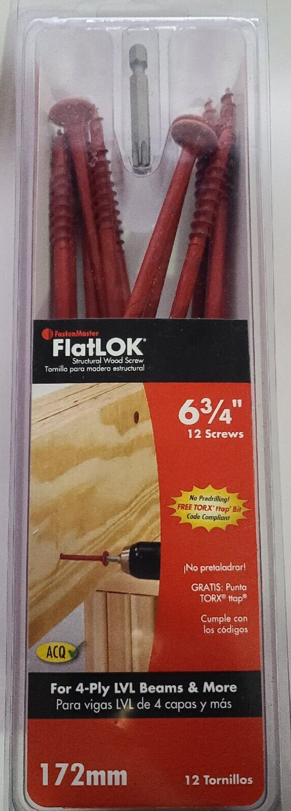 FastenMaster FlatLOK 6-3/4 in. Structural Wood Screw (Single Fastener ...