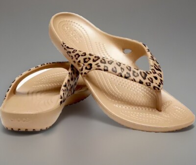 Crocs Kadee II Leopard Print Flip-Leopard 206398 US Women 5 Flip Flops ...