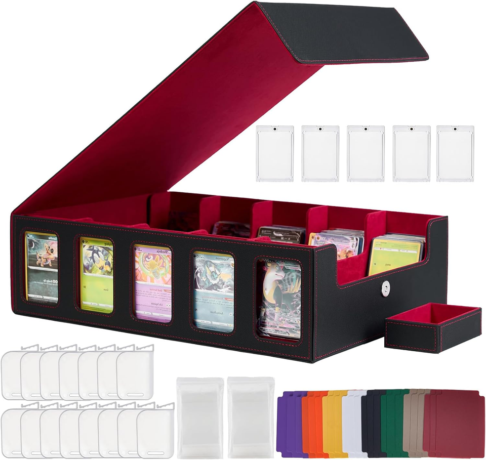 5-Row Trading Card Storage Box for Top Loaders, 3900+Card Deck Case ...