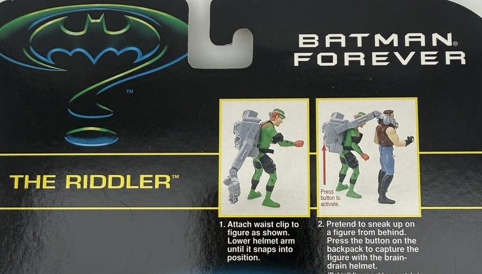 NEW 1995 Kenner Batman Forever The Riddler with Brain Drain Helmet ...