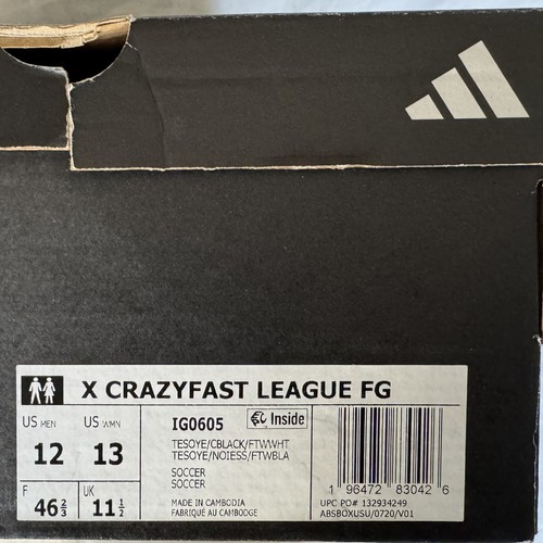 Adidas IG0605 X Crazyfast League FG Soccer Cleats Solar Yellow Black US ...