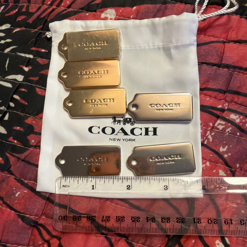 COACH New York Silver or Gold Heavy Metal Logo 1.5in” Hangtag Fob | eBay