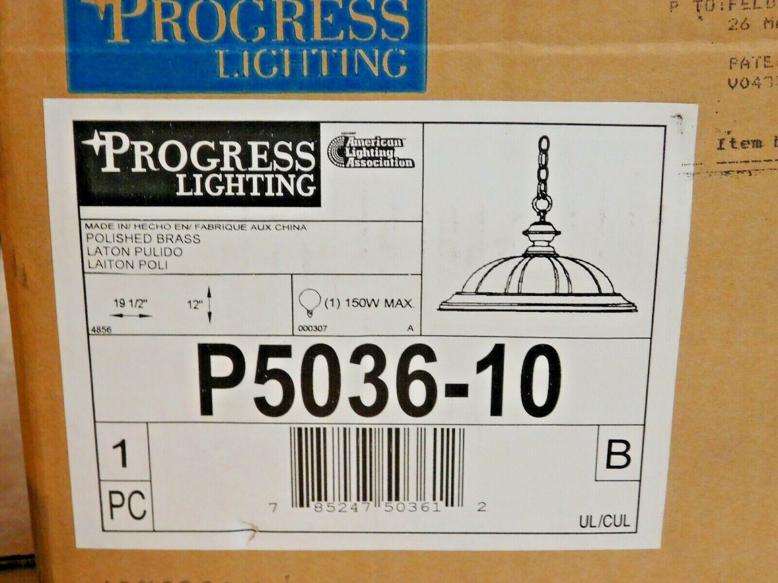 Progress Lighting Pendant Light Polished Brass P5036-10 | eBay