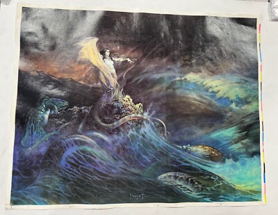 RARE ORIGINAL Frank Frazetta SEA WITCH Silk Cloth Paper Poster Print 19 ...
