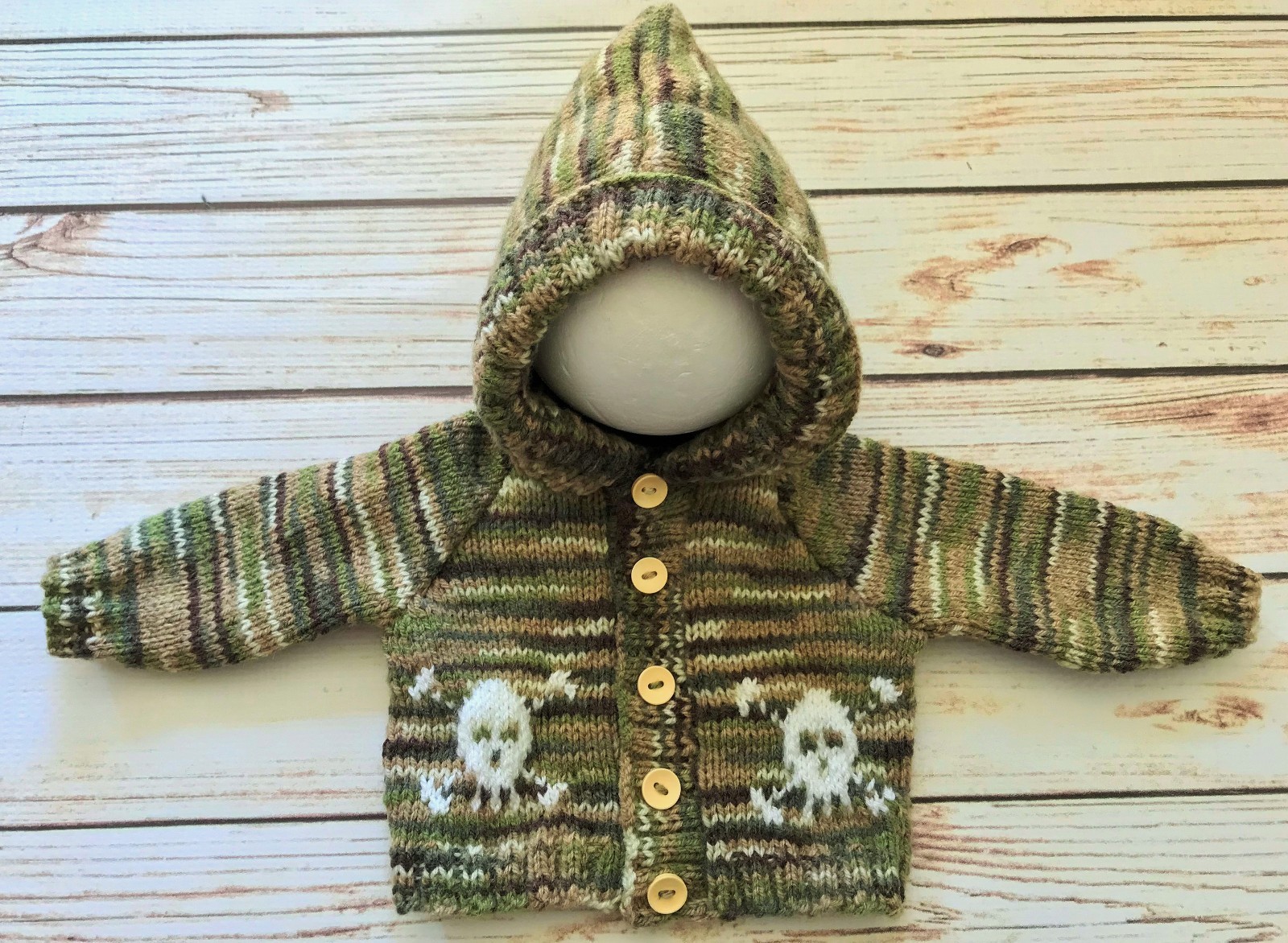 Baby Goth Emo Punk Hand Knitted Cardigan Hoody Skull Crossbones 0-3 M ...