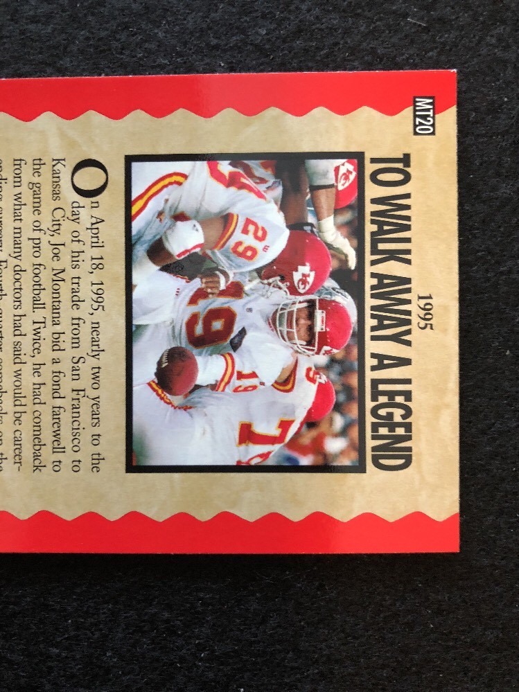 1995 SP Trilogy Joe Montana To Walk Away a Legend Football Card #MT20 ...