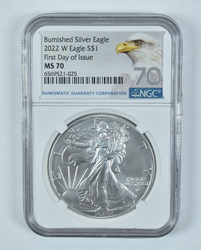 2022-W Burnished Silver Eagle FDOI MS70 NGC Eagle Label *3935 | eBay