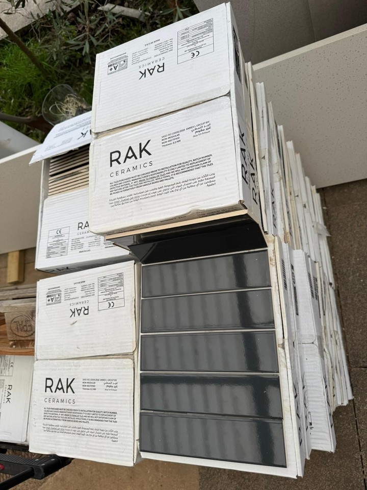 RAK Ceramic Wall Tiles (6.5x26cm) SUBWAY NERO SHINY – 59 Packs (41 ...