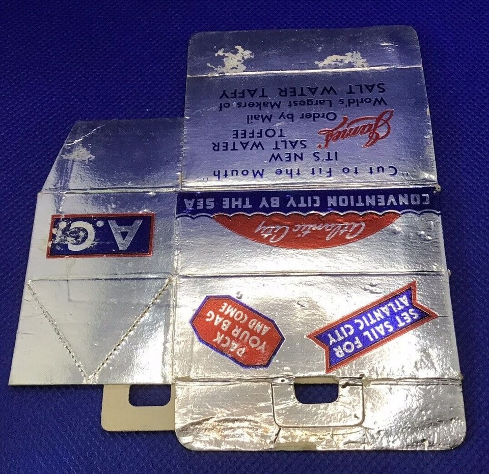 Vintage CANDY BOX JAMES Salt Water TAFFY Atlantic City Boardwalk 30's ...