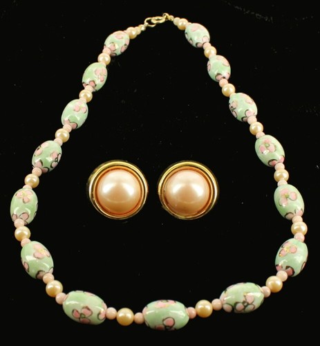 Vintage Napier 14k GF Gold Filled Pink Pearl Iridescent Necklace ...