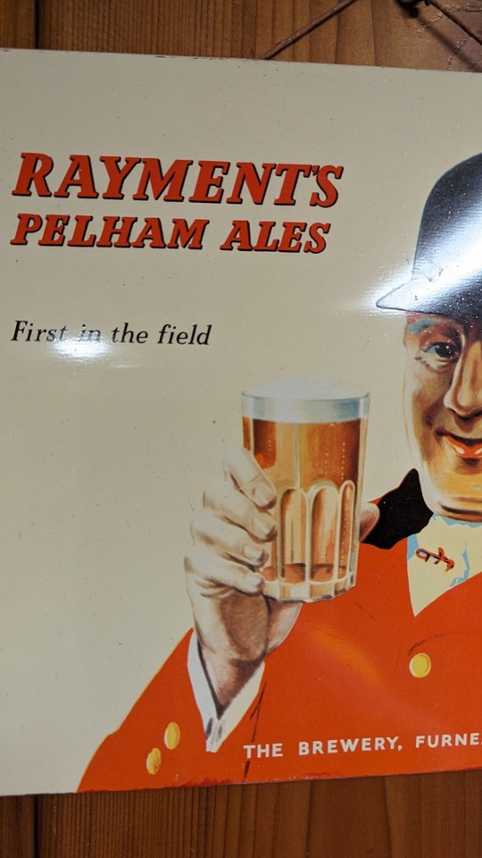 VINTAGE 1950s BEER SIGN RAYMENT'S PELHAM ALES FURNEAUX PELHAM HERTS ...