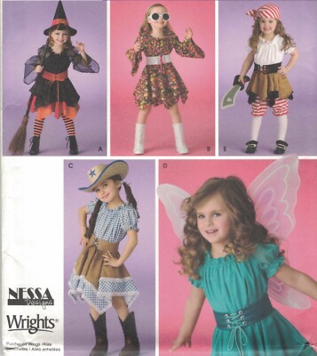 3680 Simplicity Costume Pattern Girls Witch Hippie Pirate Cowboy Fairy ...