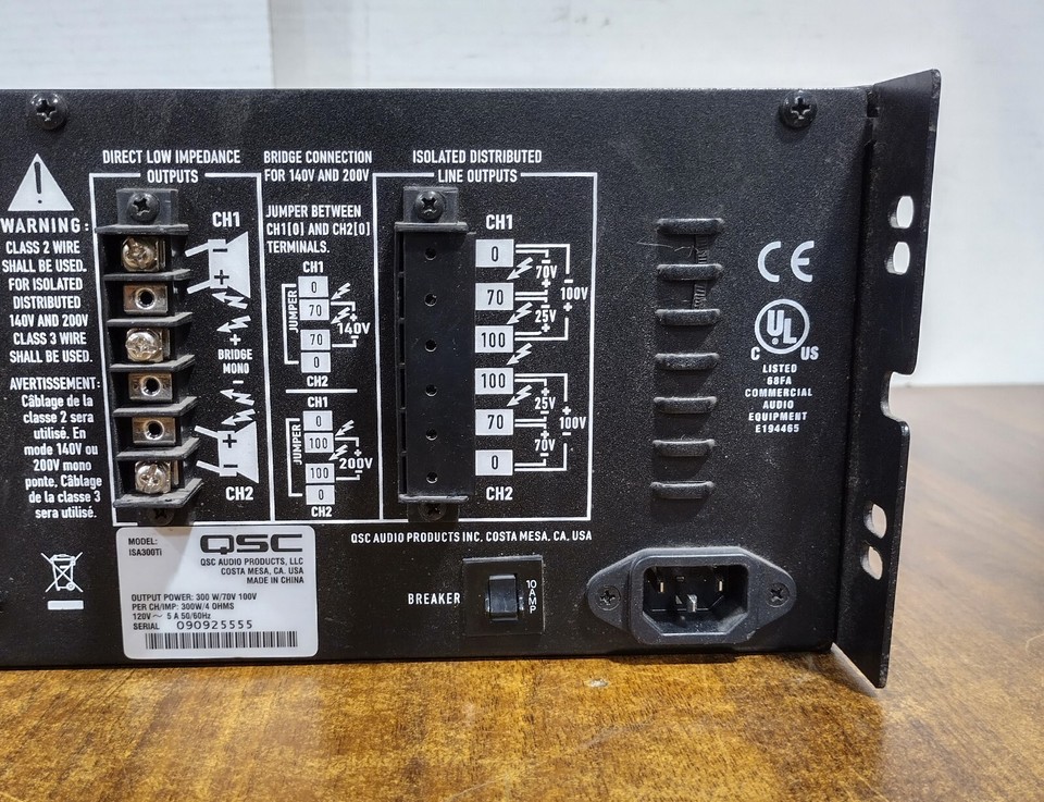 QSC Model ISA 300 TI Two Channel Professional Stereo Powered Amplifier ...