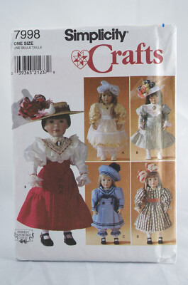 Simplicity Sewing Pattern 7998 Doll Dress 18" Victorian Era Shirley ...