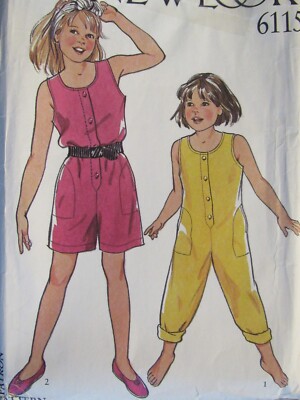 VTG NEW LOOK 6115 Toddlers/Girls Jumpsuit in 2 Lengths PATTERN 3-10 Yrs ...