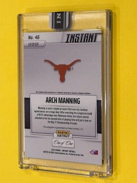 2023 Panini Instant Arch Manning #46 Longhorns auto autograph BLACK 1/1 ...
