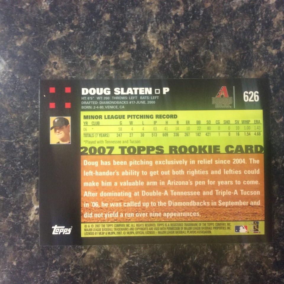 2007 Topps #626 Doug Slaten RC Arizona Diamondbacks | eBay