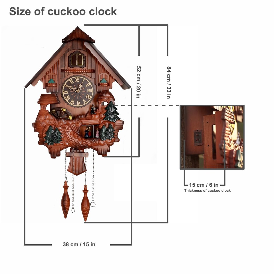 Handcrafted Cuckoo Clock with Dancing Figures: A Wall-Mounted Cuckoo ...