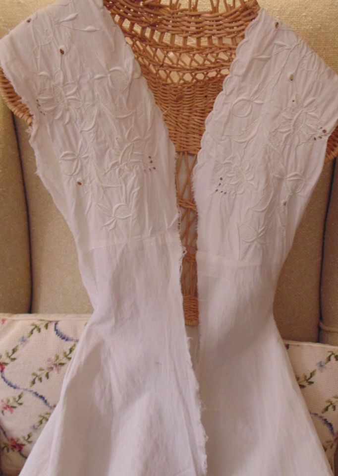 Edwardian Hand Stitched Embroidery Buttonhole Cotton Unfinished Dress ...
